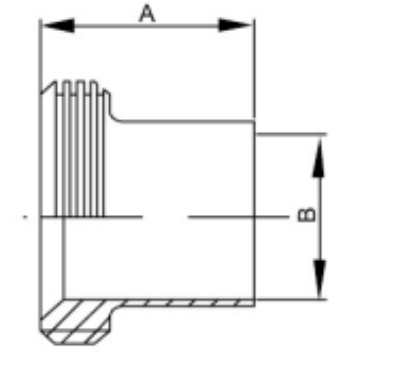 15A Long Threaded Bevel Seat Weld Ferrules - pestainless
